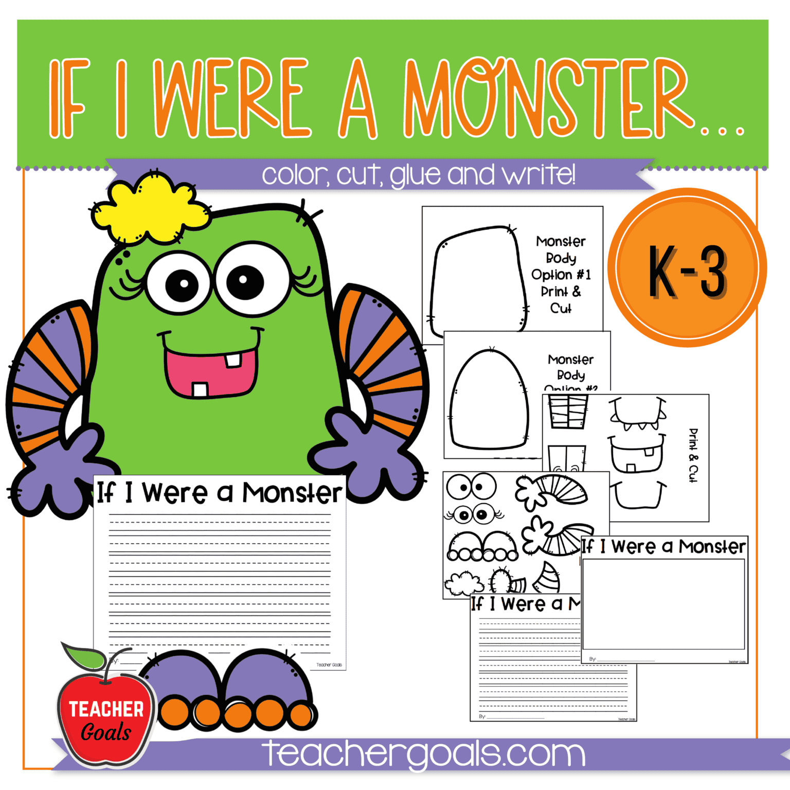 Halloween Monster Writing Activity for Kids