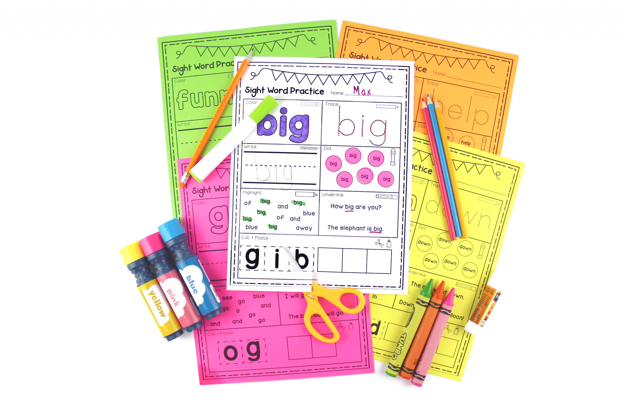 Pre-Primer Dolch Emergent Sight Word Worksheets - teachergoals.com