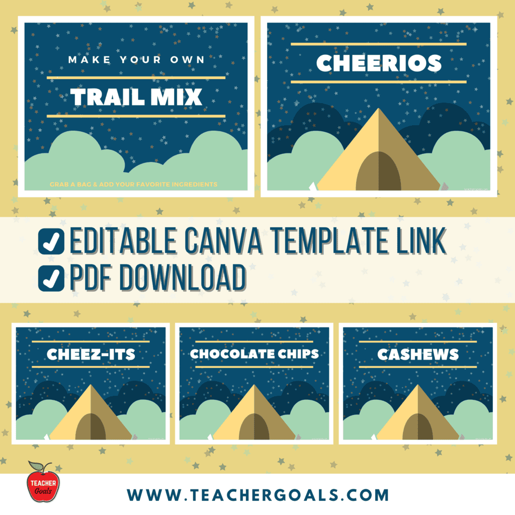 Trail Mix Bar Signs for Teacher Appreciation | Printable