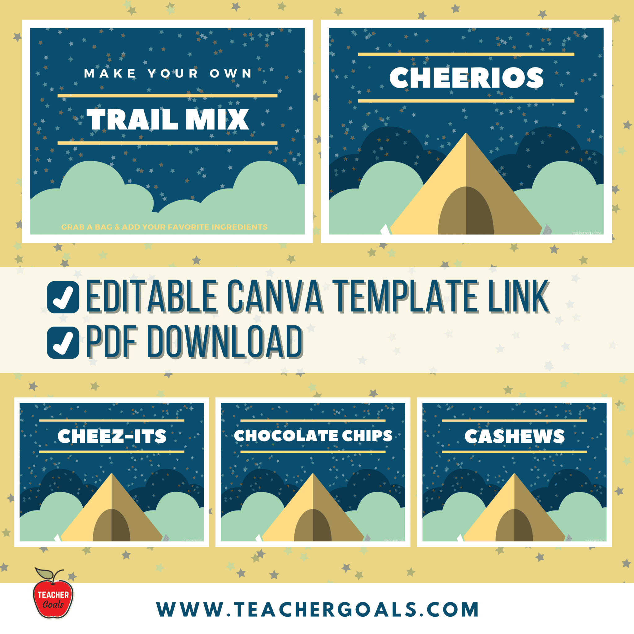 Trail Mix Bar Signs for Teacher Appreciation | Printable